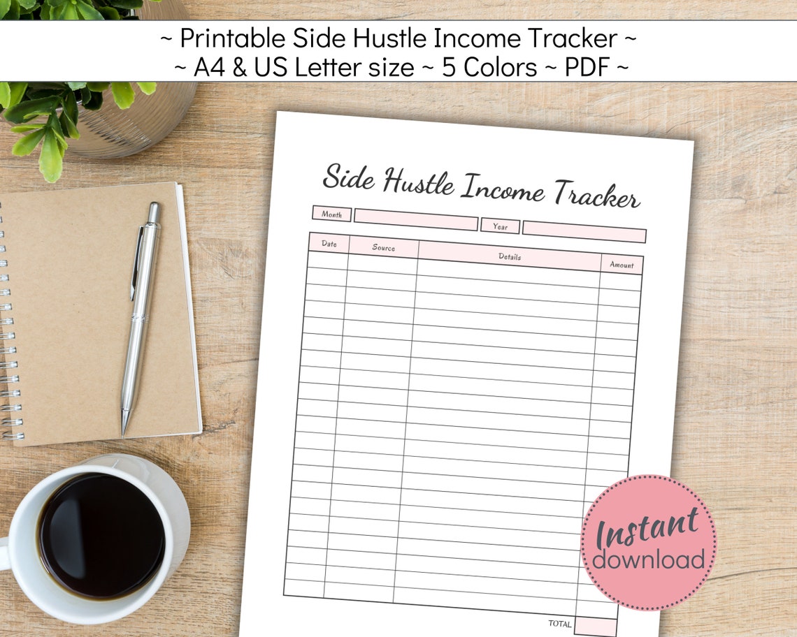 Side Hustle Income Tracker Printable, Paycheck Planner, Income Stream ...