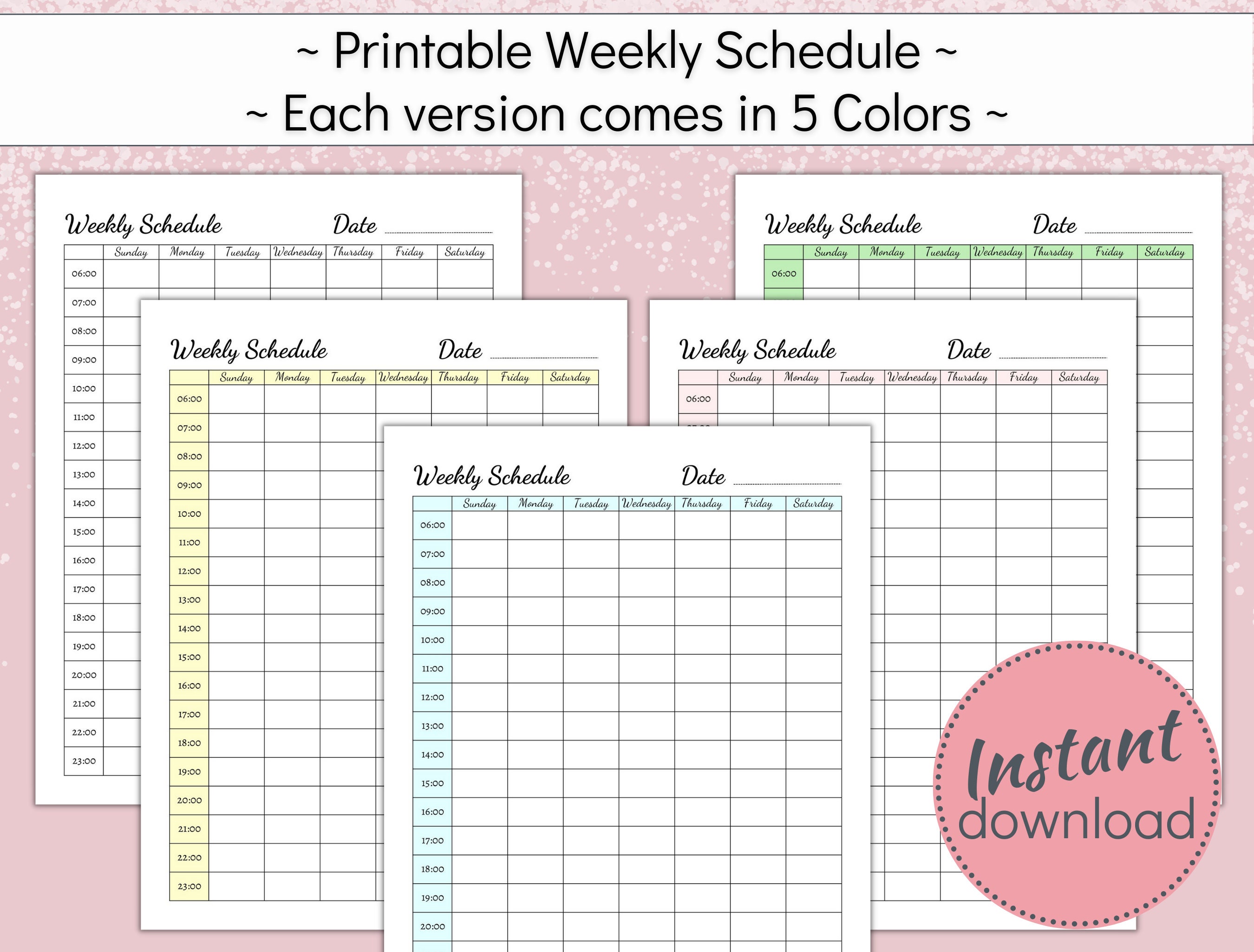 1 Hour Weekly to Do List Printable on 1 Page, Minimalist Overview Week Planner, Study Timetable ...