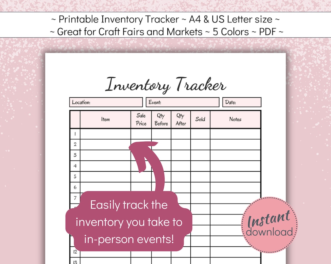 Inventory Tracker Printable, In-person Stock Tracking Sheet for Small ...