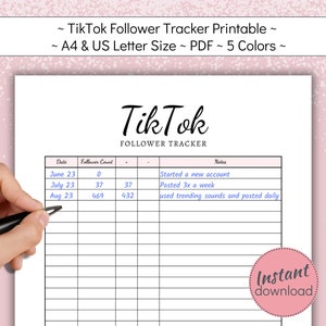 Tiktok Follower Tracker Printable, Social Media Subscriber Growth ...