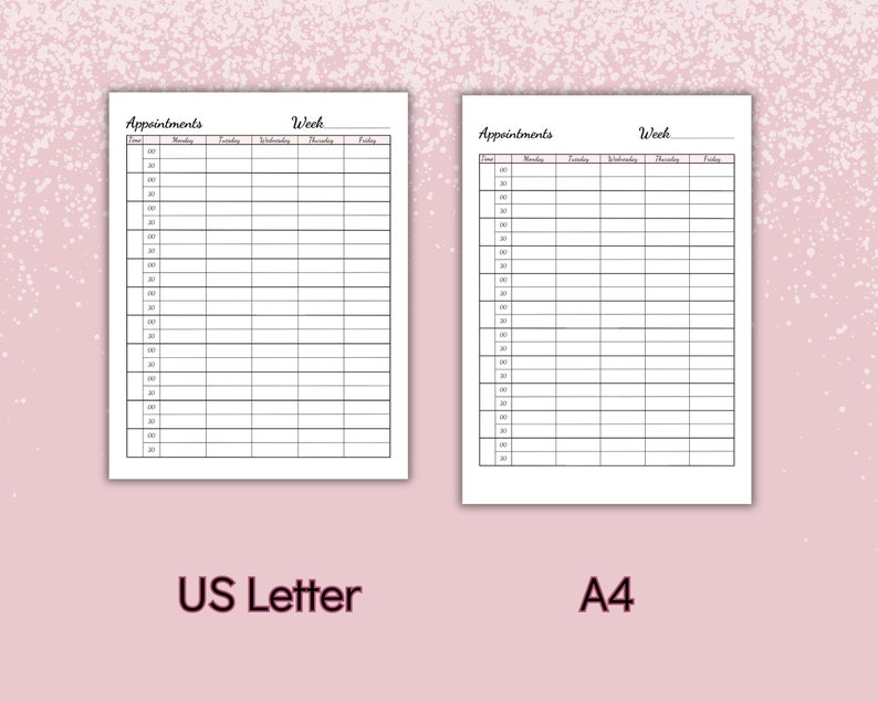 Printable Appointment Planner With 30 Minute Time Slots Monday to ...