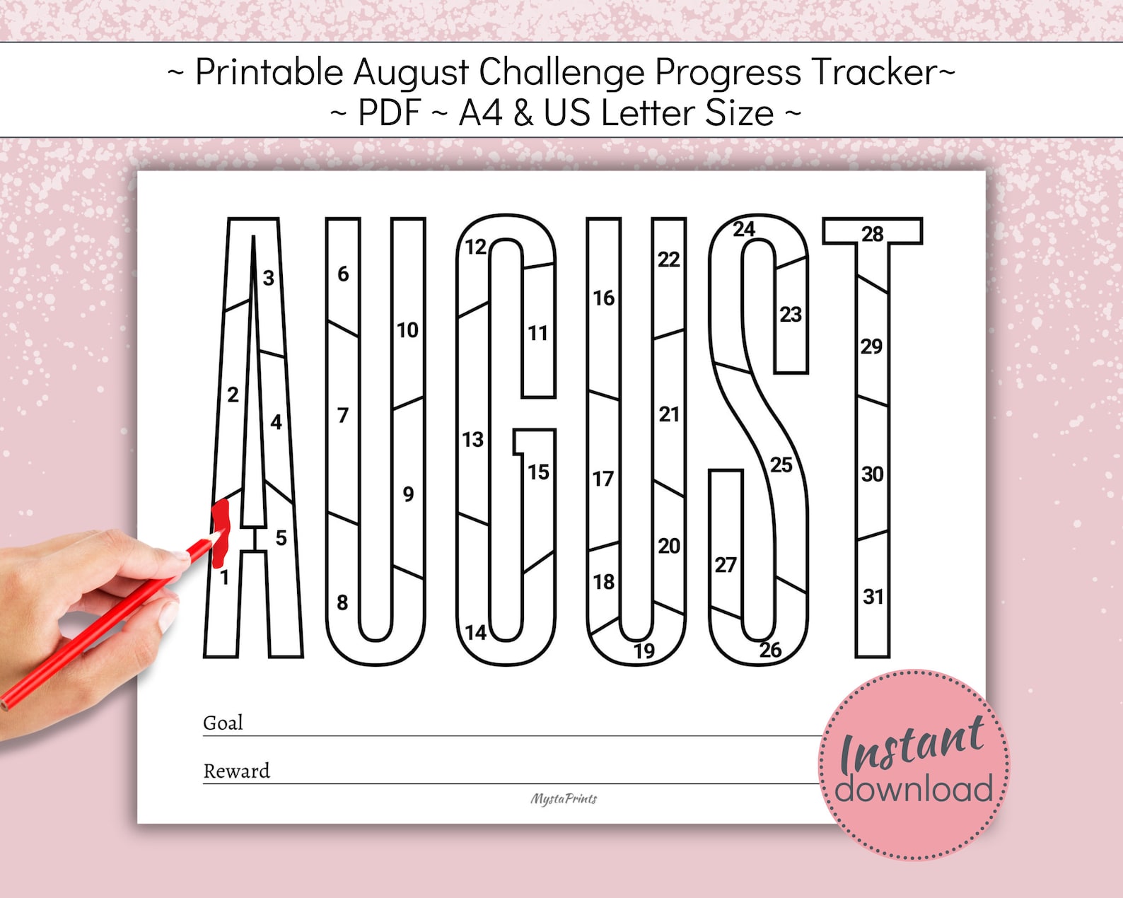 August 30 Day Challenge Printable, Summer Goal Setting Coloring Page ...