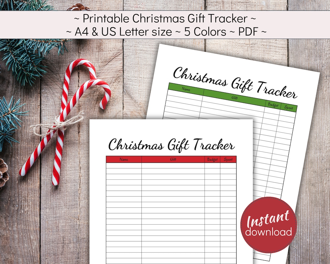 Christmas Gift Tracker Printable, Winter Holiday Season Gift Planner ...