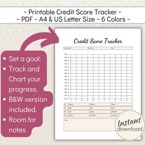 Printable Credit Repair Tracker, Credit Score Sheet, Personal Finance ...