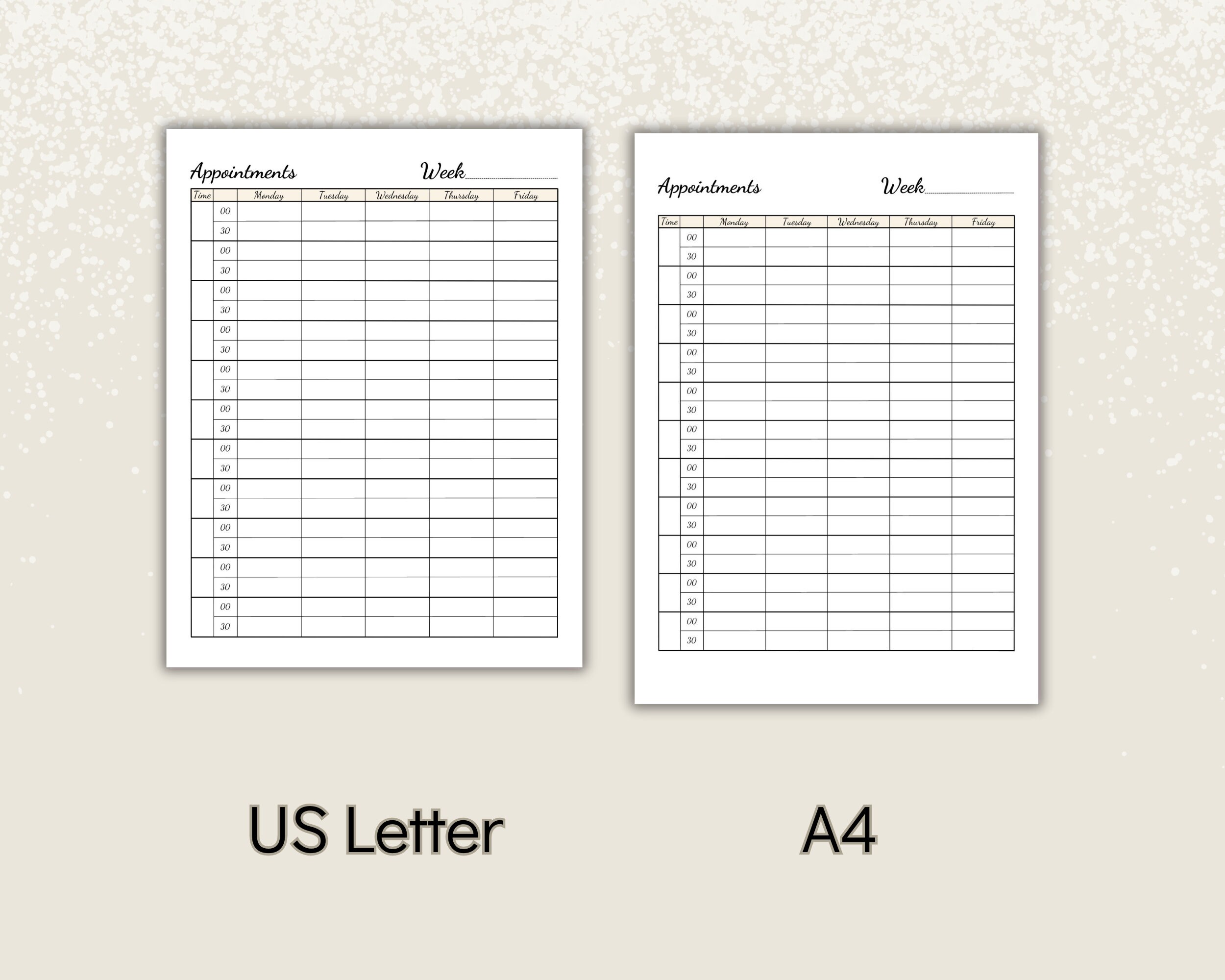 Printable Appointment Book With 30 Minute Time Slots Monday to Friday ...
