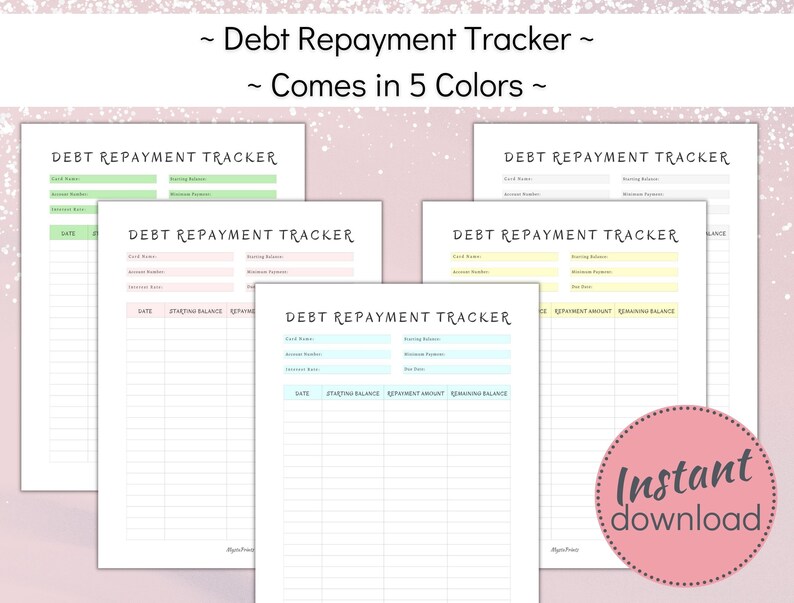 Printable Money Repayment Planner Debt Payment Tracker in 5 - Etsy