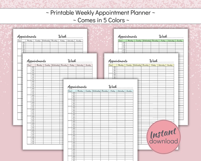 Printable Appointment Book With 15 Minute Time Slots Weekly - Etsy