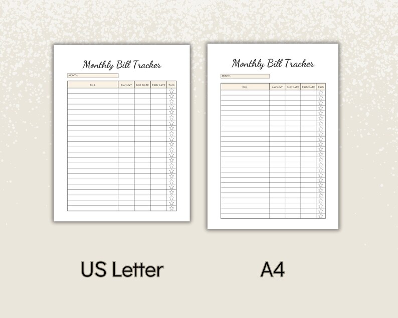 Monthly Bill Tracker Printable, Utility Bill Payment Checklist ...