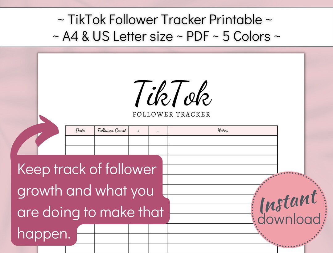 Tiktok Follower Tracker Printable Social Media Subscriber - Etsy