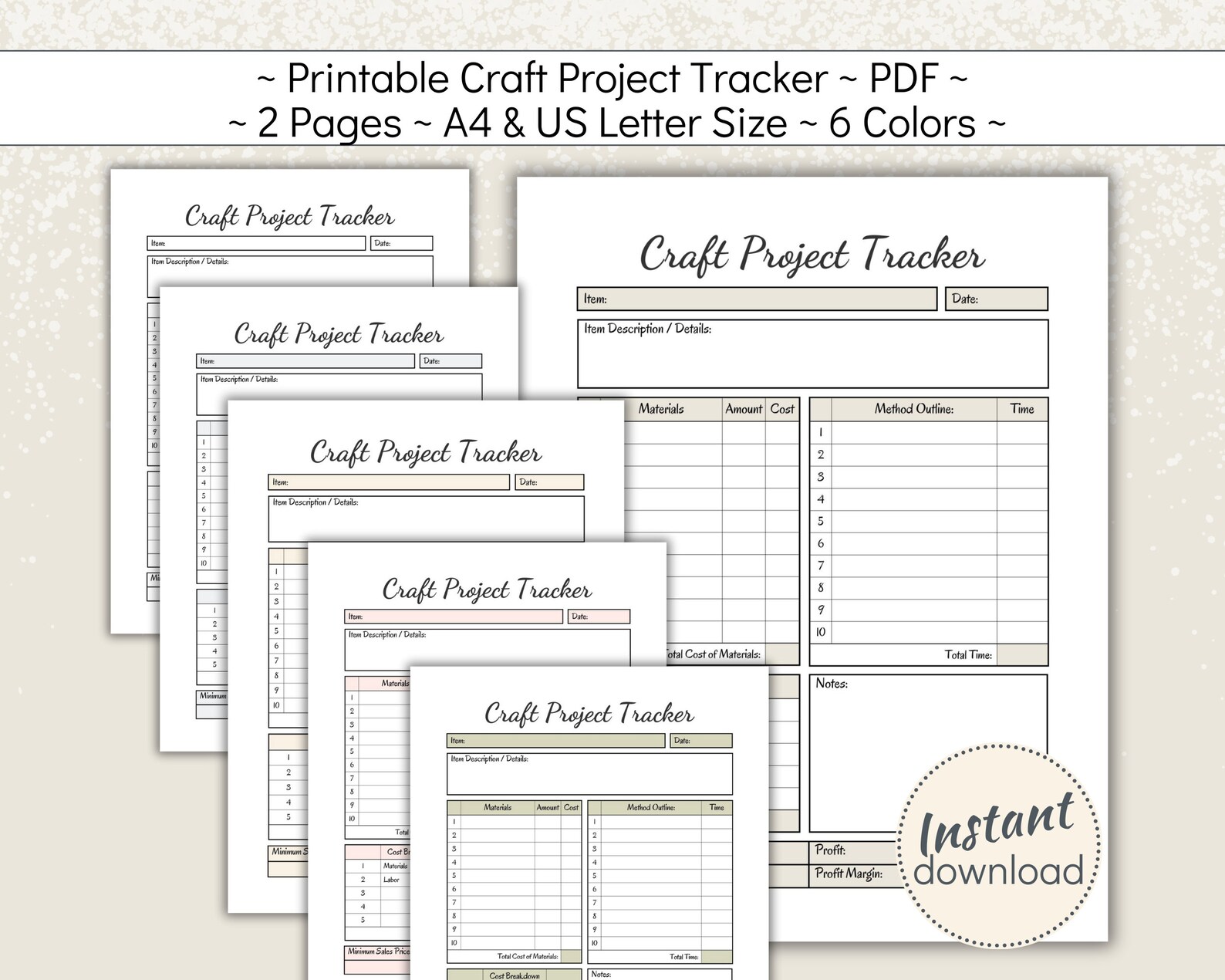 Printable Artisan Project Tracker, Craft Creation Planner, How to ...