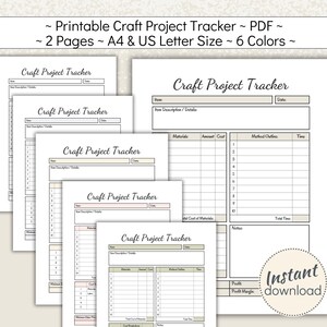 Printable Artisan Project Tracker, Craft Creation Planner, How to ...