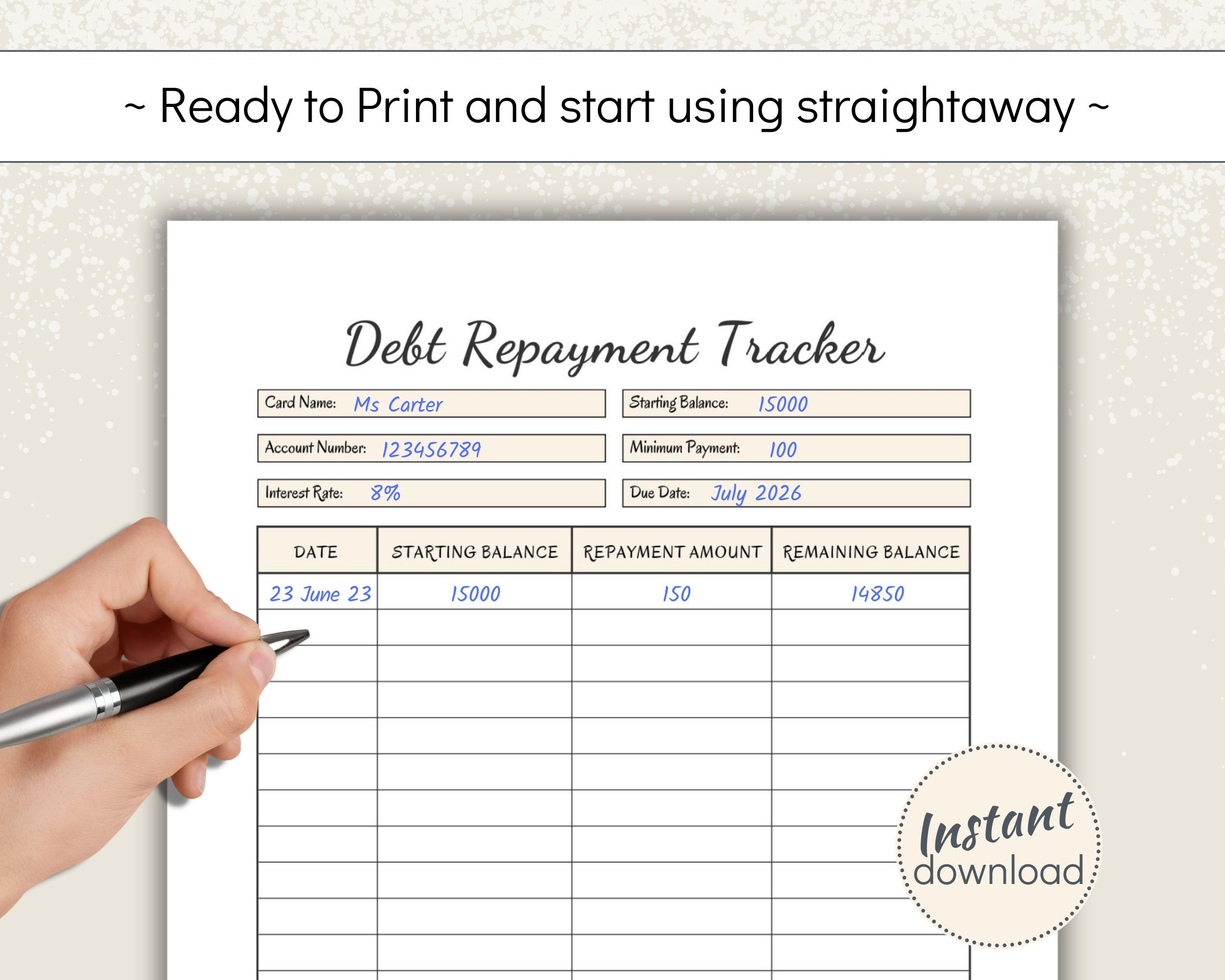 Debt Repayment Tracker Printable: Loan Payoff Planner (A4, US Letter ...