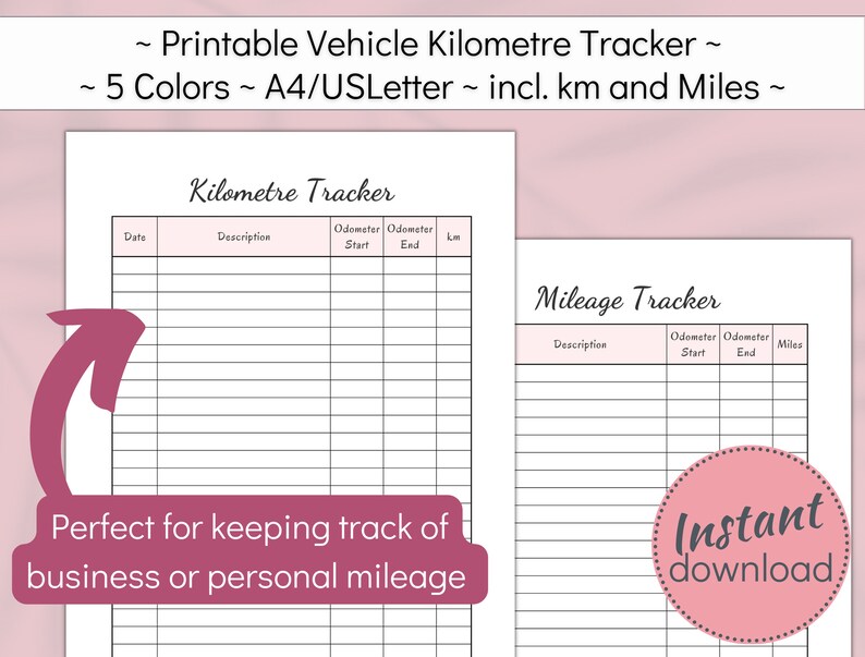 Printable Vehicle Kilometre Log Book Travel Distance Logbook - Etsy