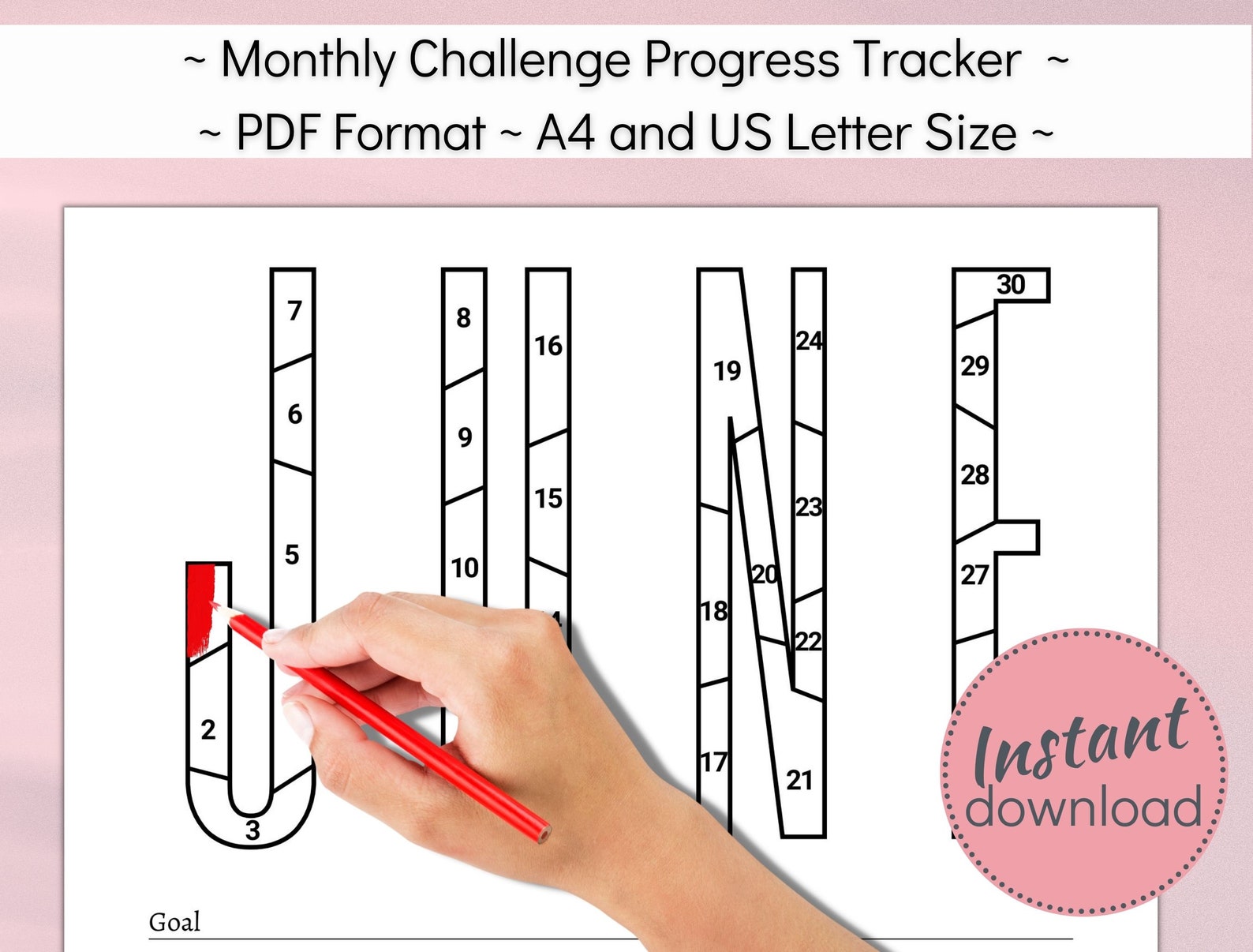 30 Day June Challenge Printable Summer Goal Setting Coloring - Etsy