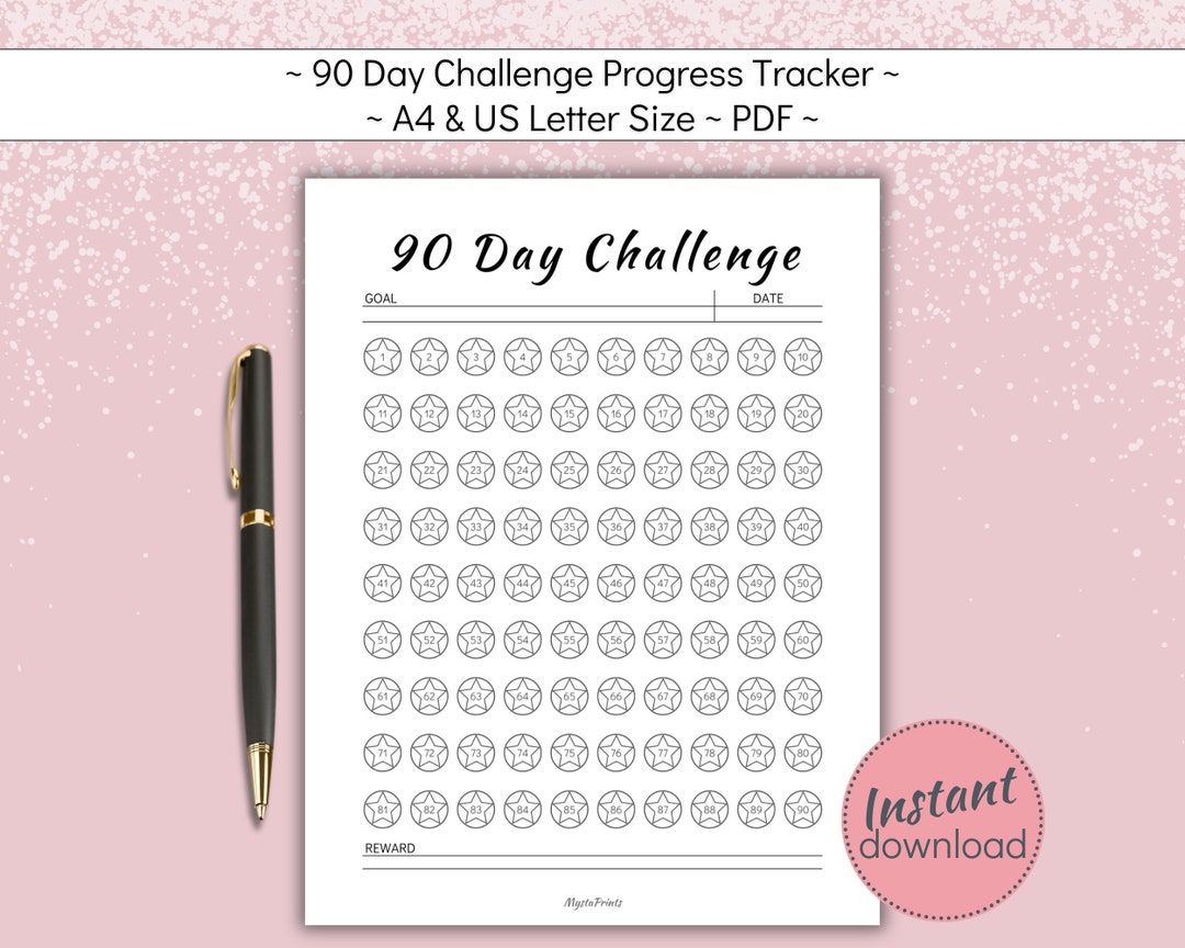 90 Day Challenge Tracker Printable, Habit Forming Action Plan, Goal ... 90 Day Challenge Tracker Printable, Habit Forming Action Plan, Goal ...