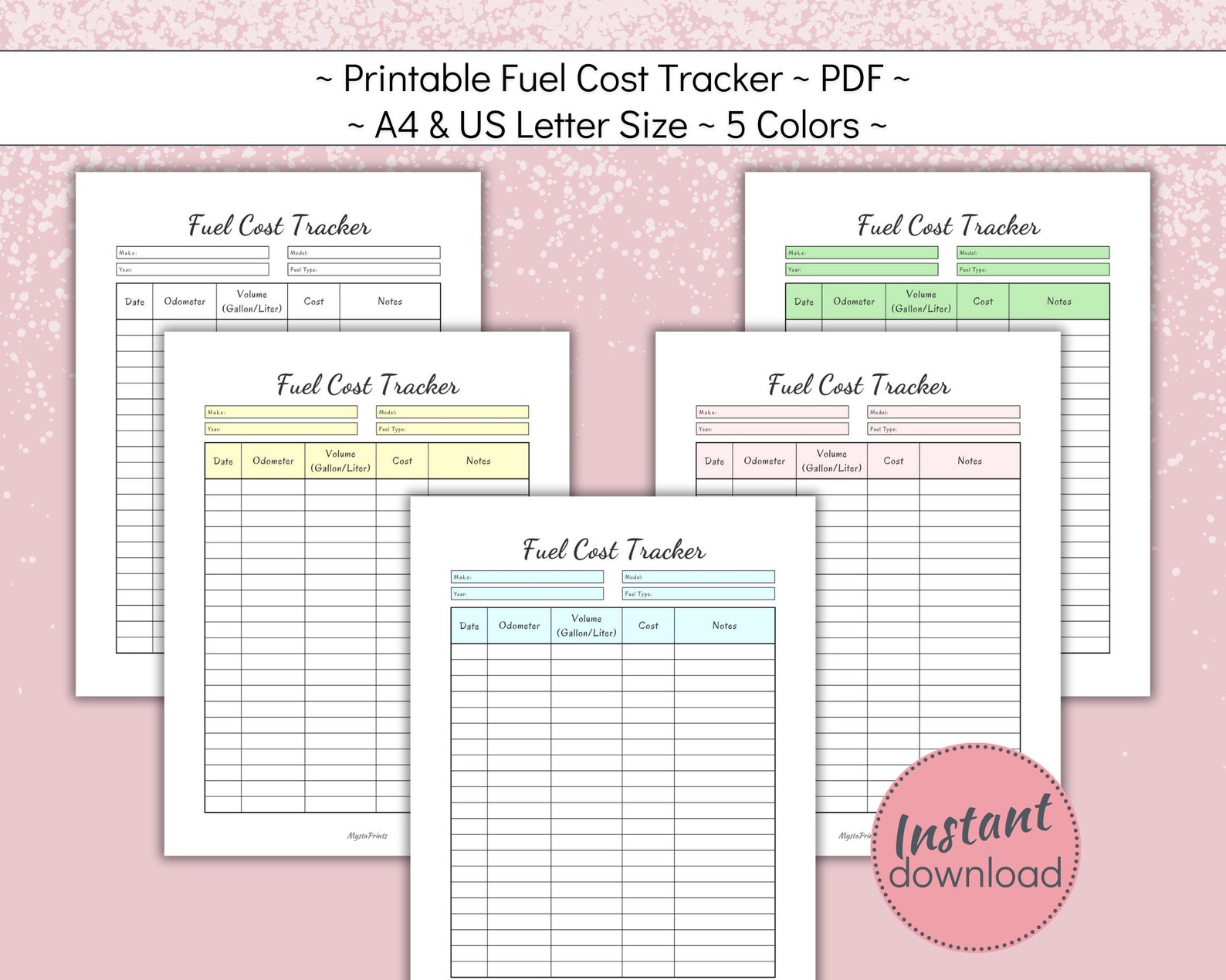 Fuel Cost Tracker Printable, Gas Price Log, Diesel Expense Logbook ...