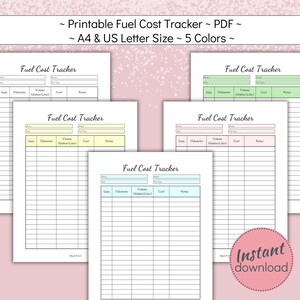 Fuel Cost Tracker Printable, Gas Price Log, Diesel Expense Logbook ...