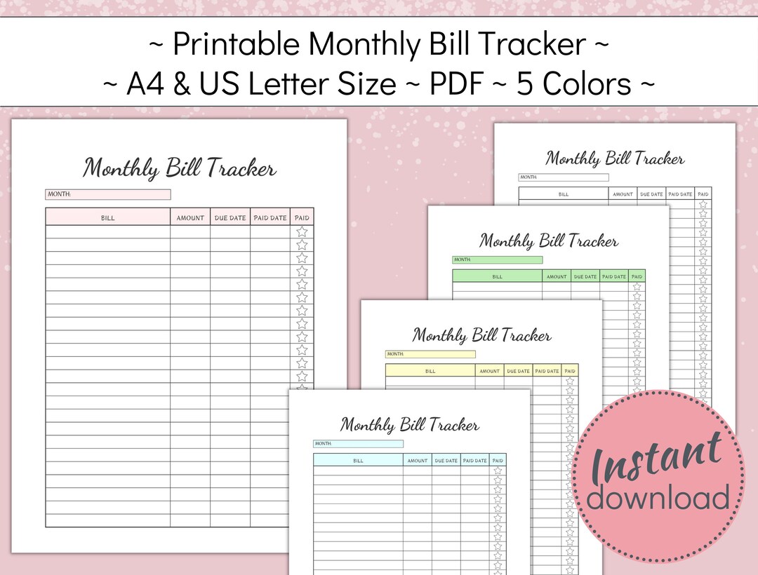 Monthly Bill Pay Checklist Printable Subscription Tracker - Etsy
