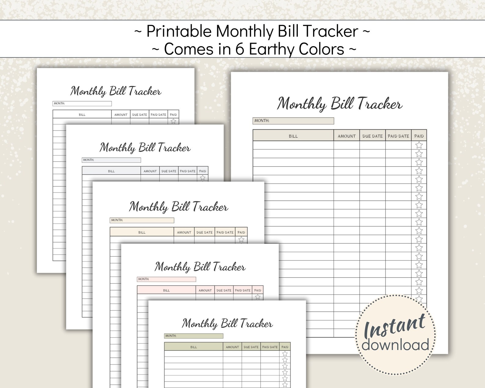 Monthly Bill Tracker Printable, Utility Bill Payment Checklist ...