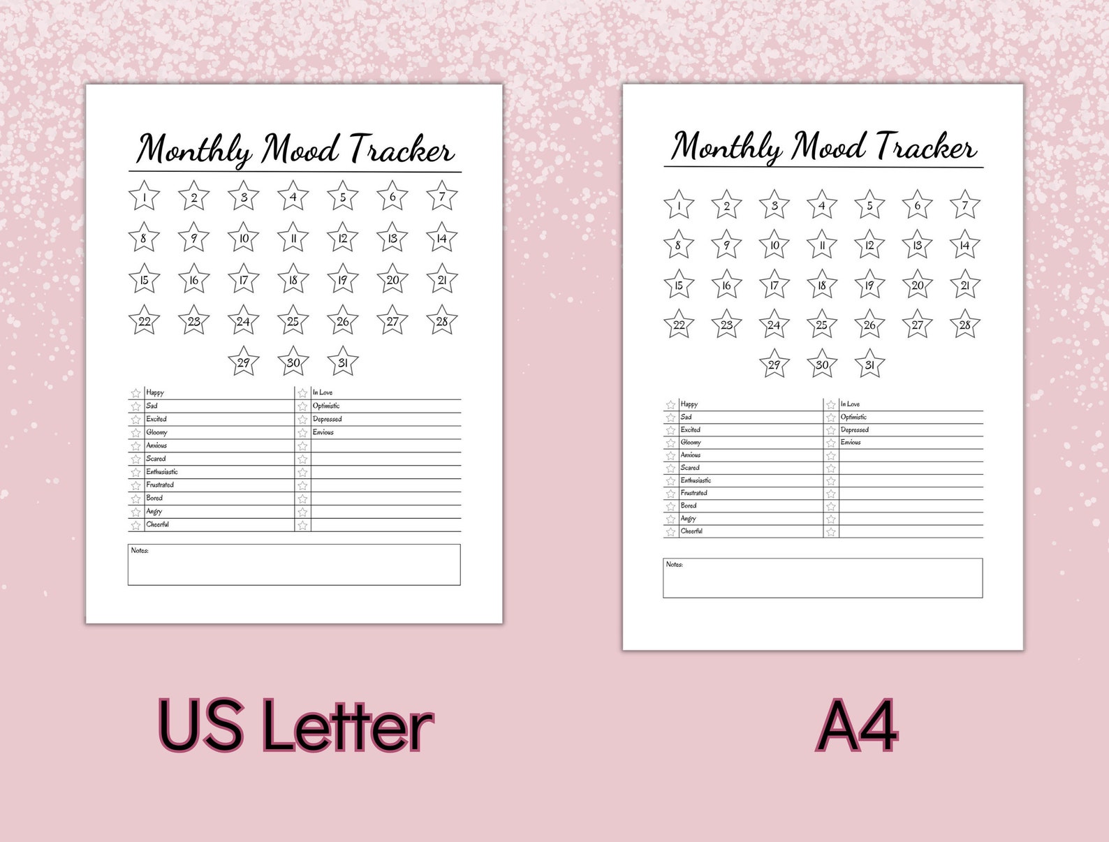 Monthly Mood Tracker Printable, Emotions Record, Wellness Journal, Self ...