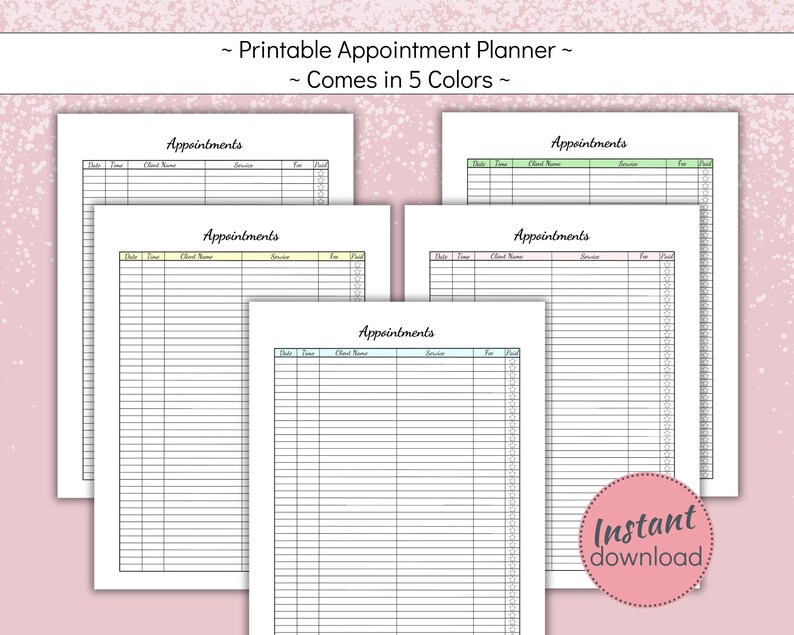 Printable Client Appointment Tracker, Simple Customer Meeting Schedule ...
