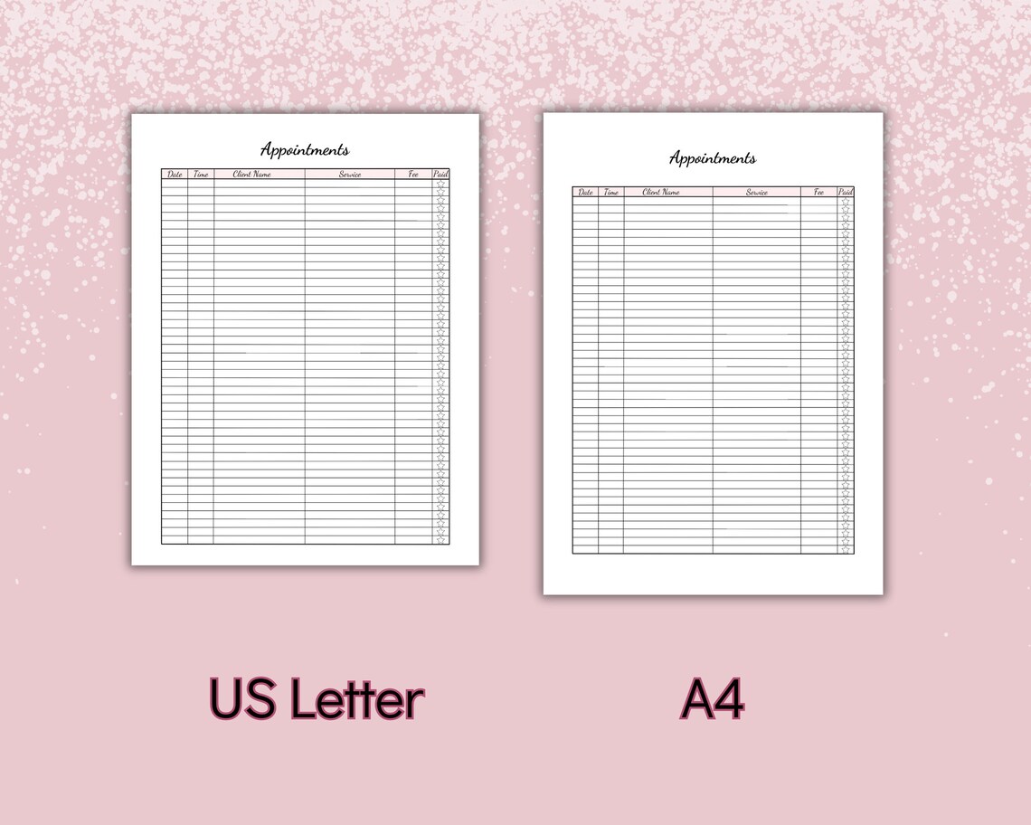 Printable Client Appointment Tracker, Simple Customer Meeting Schedule ...