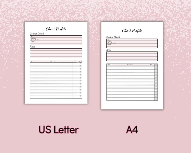 Printable Client Profile, Customer Information Sheet for Hair and ...