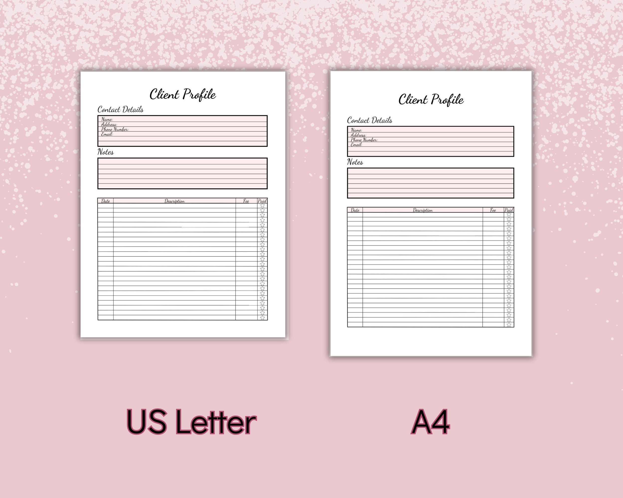Printable Client Profile, Customer Information Sheet for Hair and ...