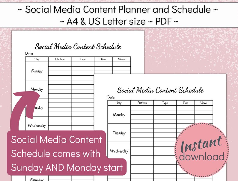 Social Media Content Planner Printable Youtube Tiktok - Etsy