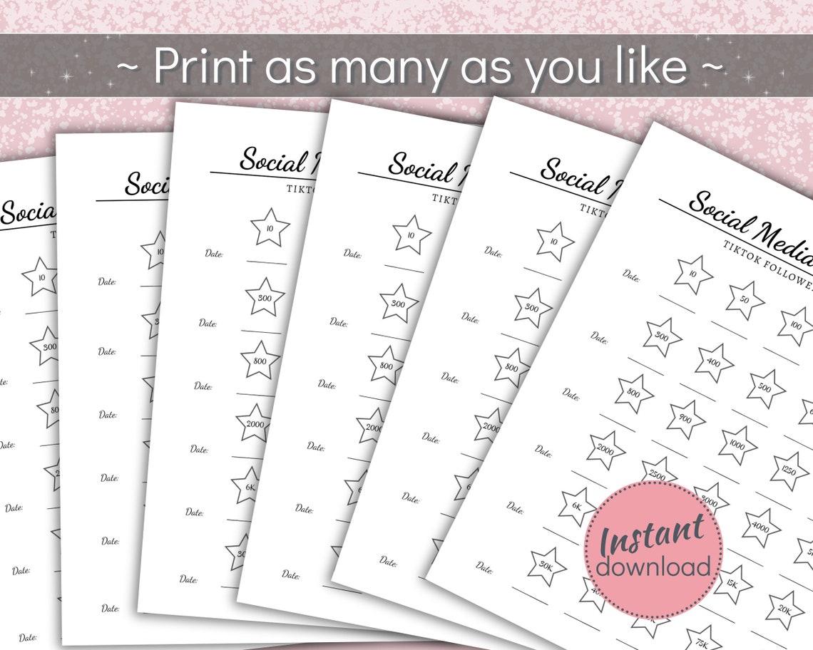 Social Media Milestones Tracker Printable, Youtube, Tiktok, Instagram ...