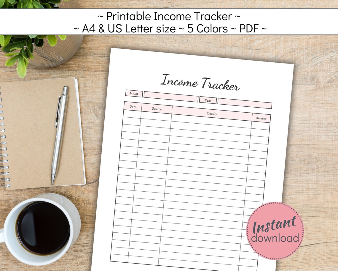 Income Tracker Printable, Financial Planner, Monthly Income Sheet ...