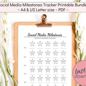 Social Media Milestones Tracker Printable Youtube Tiktok - Etsy