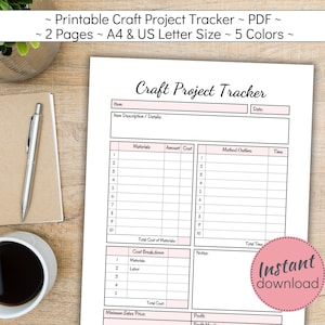 Printable Craft Project Tracker, Artisan Item Creation Planner, How to ...