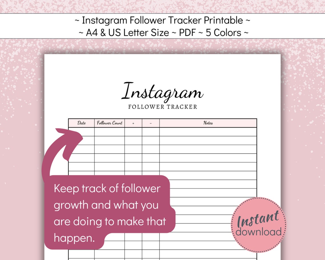 Instagram Follower Tracker Printable, Social Media Subscriber Growth ...