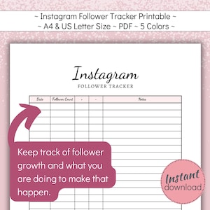 Instagram Follower Tracker Printable, Social Media Subscriber Growth ...