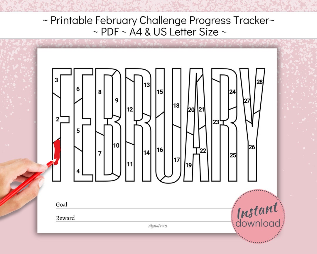 February Goal Setting Challenge Tracker Printable, Habit Forming ...