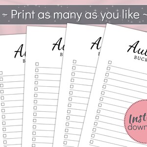 Seasonal Bucket List Printable Bundle, Summer Autumn Winter Spring ...