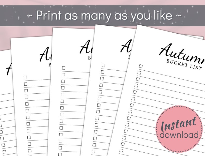 Seasonal Bucket List Printable Bundle, Summer Autumn Winter Spring ...