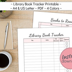 Library Book Tracker Printable, Book Borrow Lending Log, Return Due ...