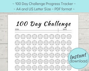 100 Day Challenge Goal Setting Goal Progress Tracker Habit - Etsy