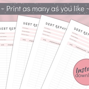 Printable Money Repayment Planner Debt Payment Tracker in 5 - Etsy