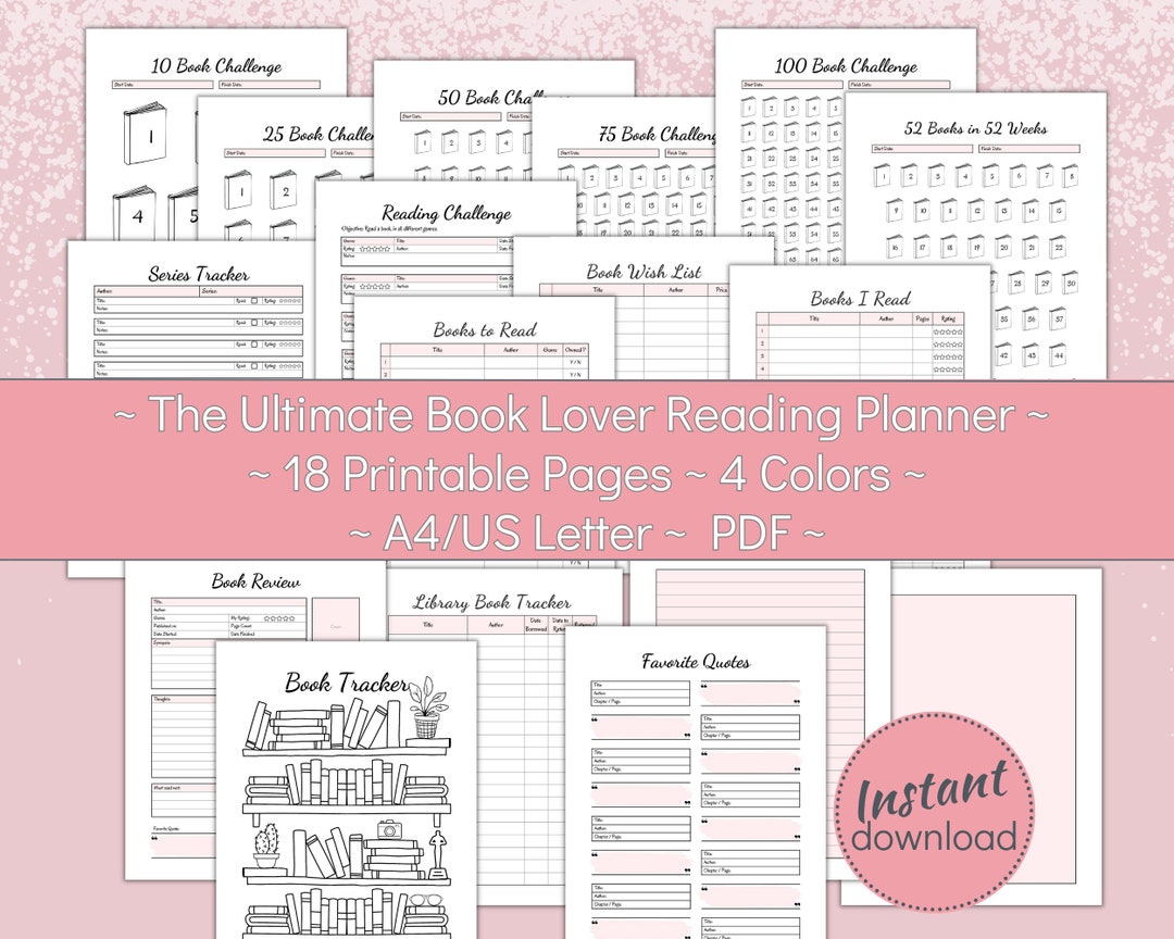 Book Review Journal Printable Bundle, Book Lover Reading Log, Challenge ...