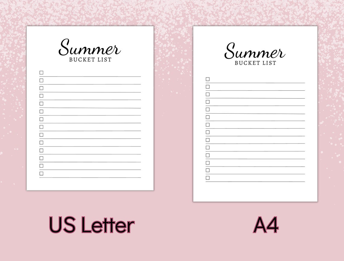 Seasonal Bucket List Printable Bundle, Summer Autumn Winter Spring ...