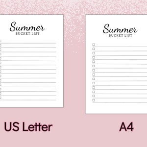 Seasonal Bucket List Printable Bundle, Summer Autumn Winter Spring ...