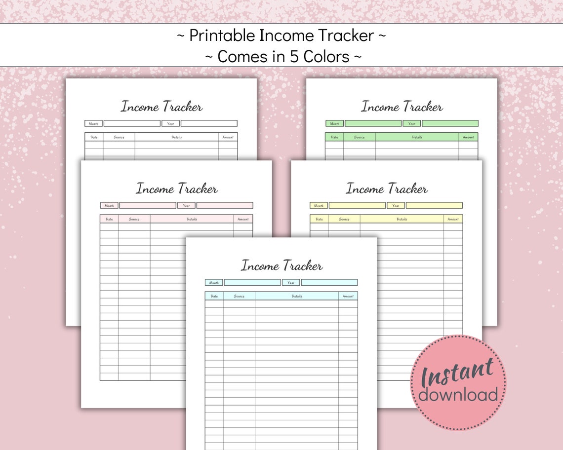 Income Tracker Printable, Financial Planner, Monthly Income Sheet ...