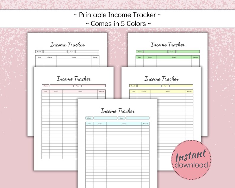 Printable Monthly Income Tracker: Financial Planner (US Letter, A4, PDF ...