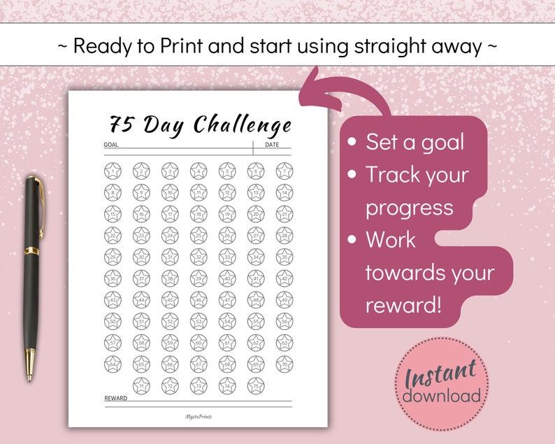 Goal Setting Printable Bundle, Challenge Progress Tracker, Habit ...