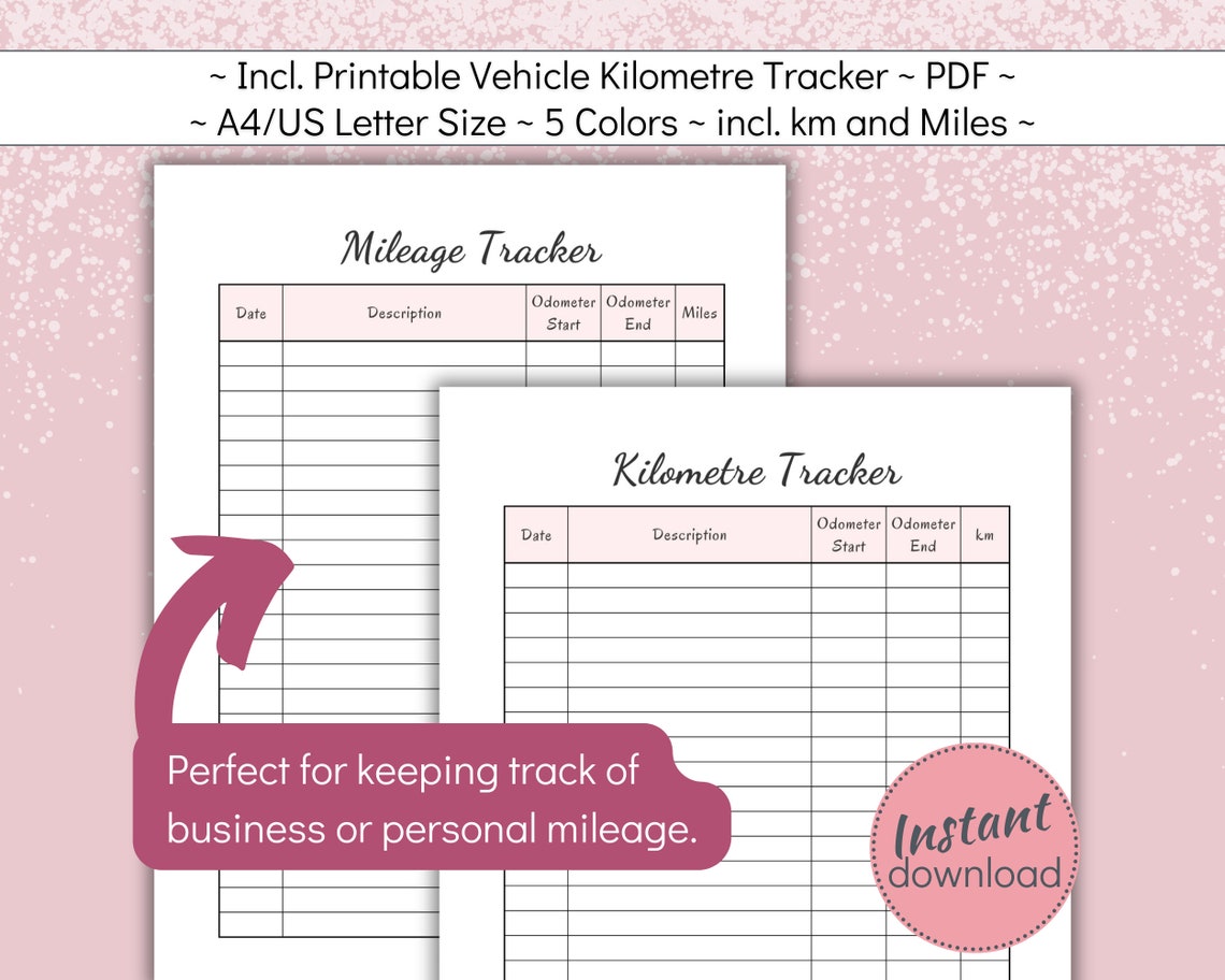 Printable Vehicle Maintenance and Expense Tracker Bundle, Car and ...