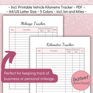 Printable Vehicle Maintenance and Expense Tracker Bundle, Car and ...