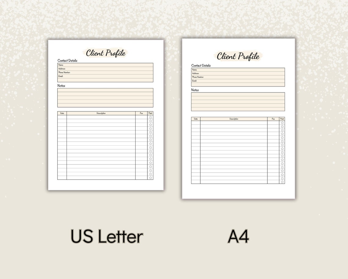 Printable Client Profile, Customer Information Sheet for Hair and ...